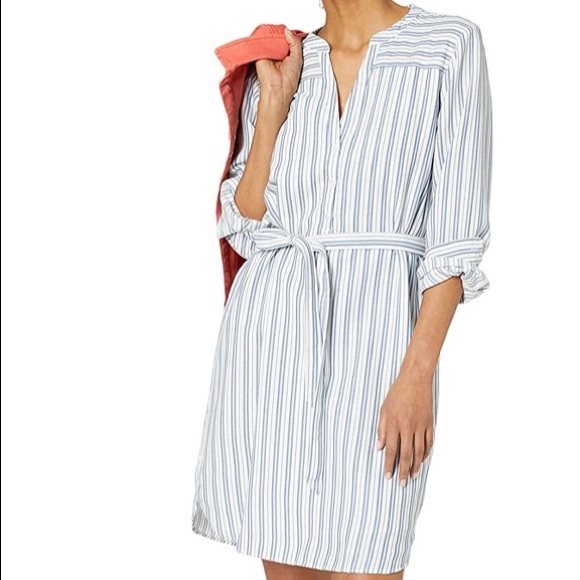 J. Crew | Dresses | J Crew Linen Dress Blue And White Stripes With Tie ...
